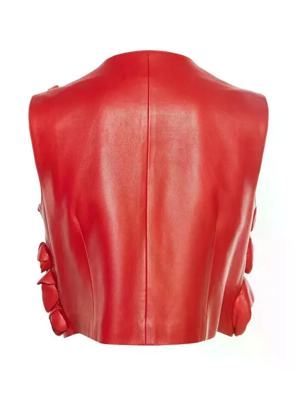 Valentino Garavani Floral-appliqué Leather Vest