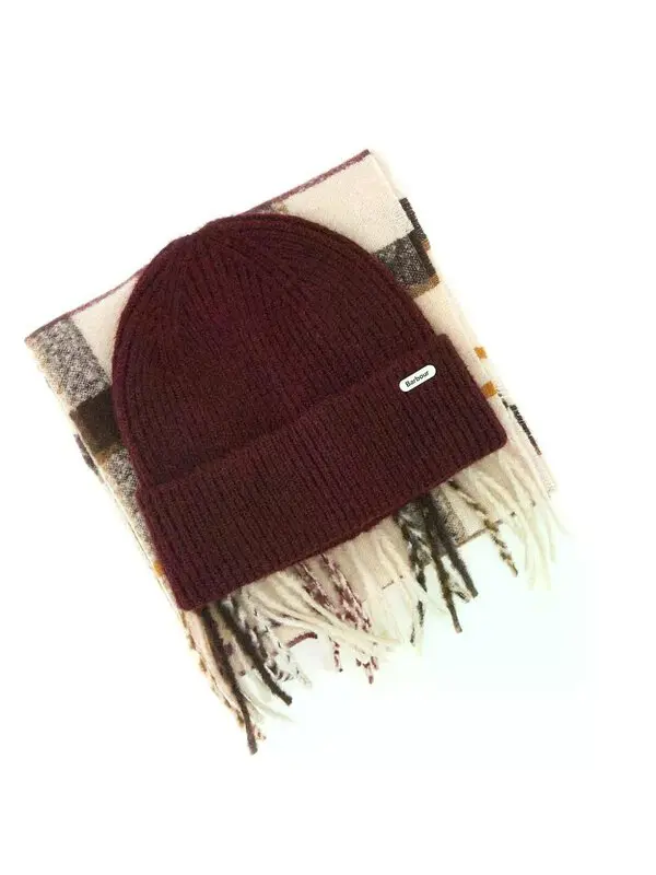 Barbour Olivia Fringed Scarf And Beanie Hat Set