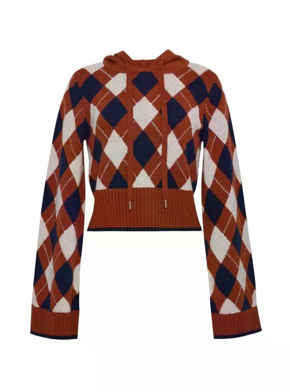 Cara Cara Oakley Argyle-knit Hoodie - Brown