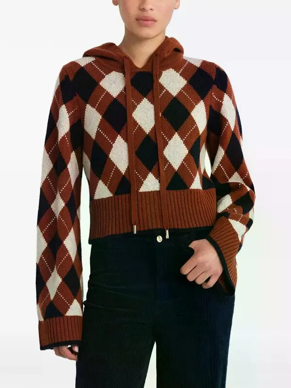 Cara Cara Oakley Argyle-knit Hoodie