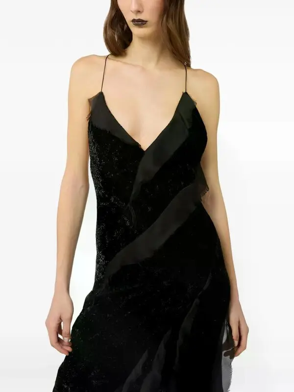 Roberto Cavalli Velvet Ruffled Maxi Dress