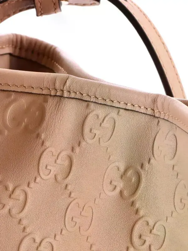Gucci Gg Emblem Gg Embossed Leather Small Bucket Bag