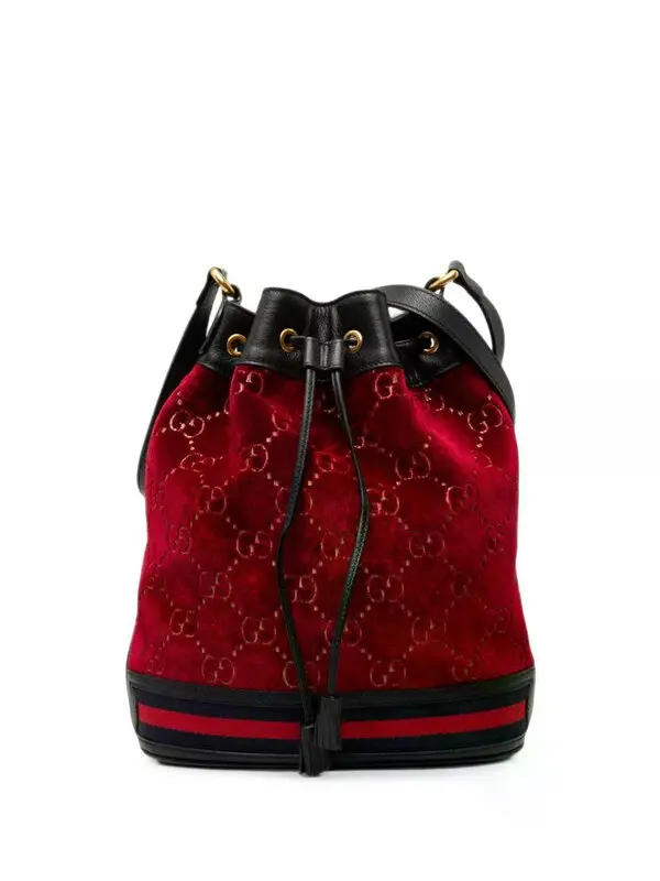 Gucci 2000-2015 Gg Velvet Web Bucket Bag