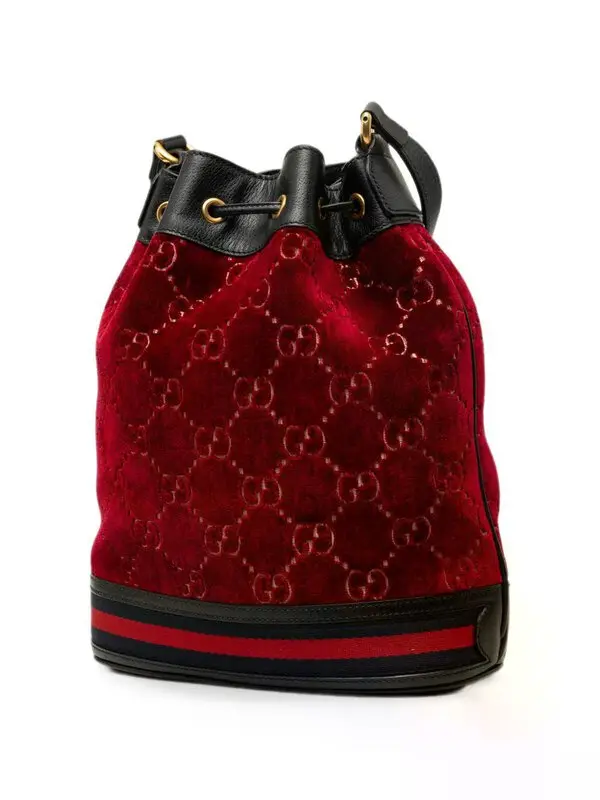 Gucci 2000-2015 Gg Velvet Web Bucket Bag