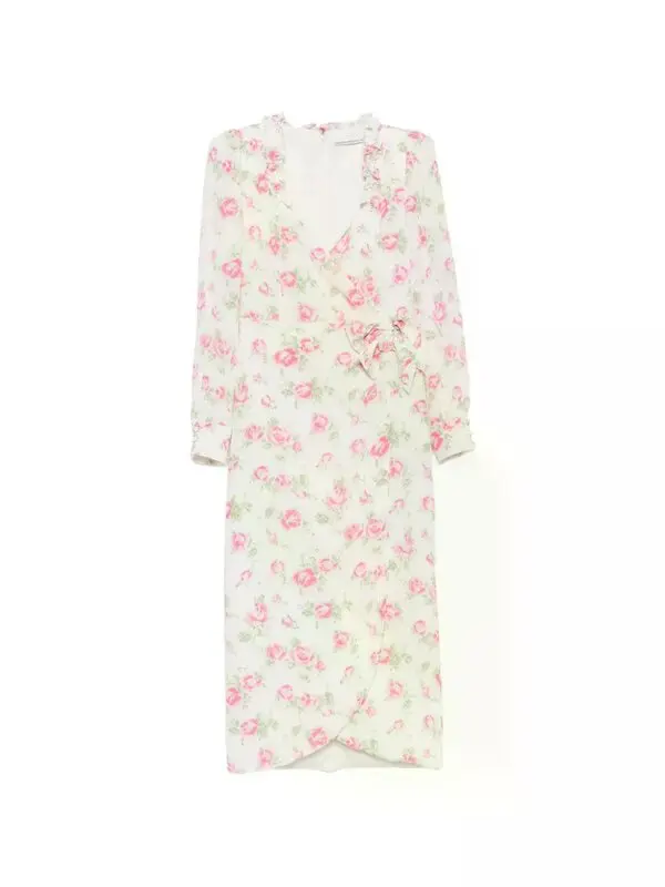 Alessandra Rich Floral Print Silk Midi Dress
