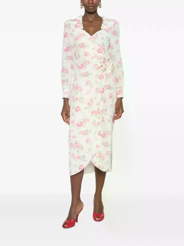Alessandra Rich Floral Print Silk Midi Dress