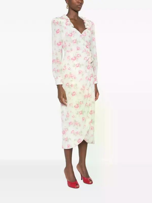 Alessandra Rich Floral Print Silk Midi Dress