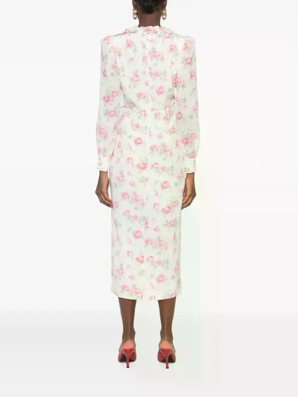 Alessandra Rich Floral Print Silk Midi Dress
