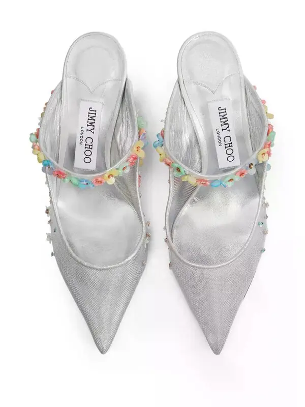 JIMMY CHOO 65mm Bing Daisy-embellished Mesh Mules