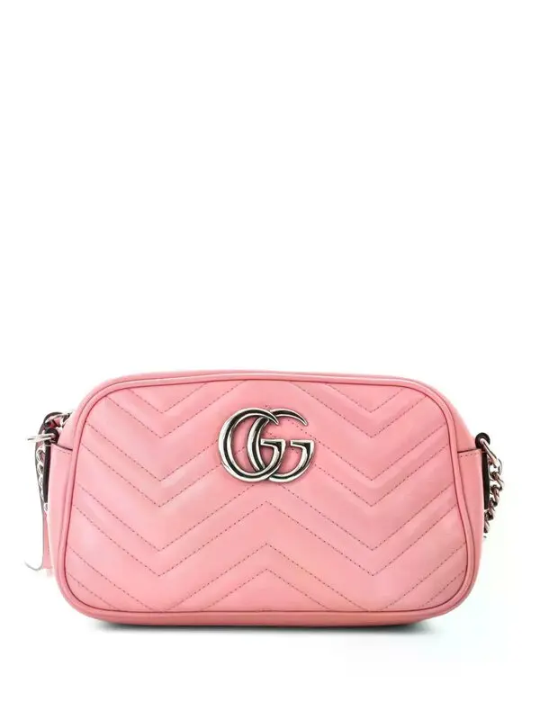 Gucci Gg Marmont Shoulder Bag Matelasse Leather Small Crossbody Bag - Pink