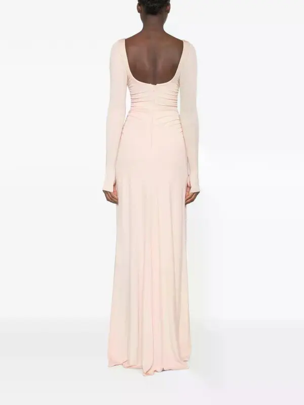 Elisabetta Franchi Ruched Logo-buckle Gown