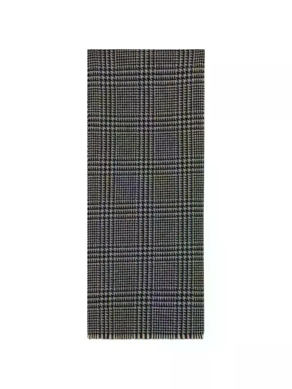 SLOWEAR Check-pattern Fringed Scarf - Grey
