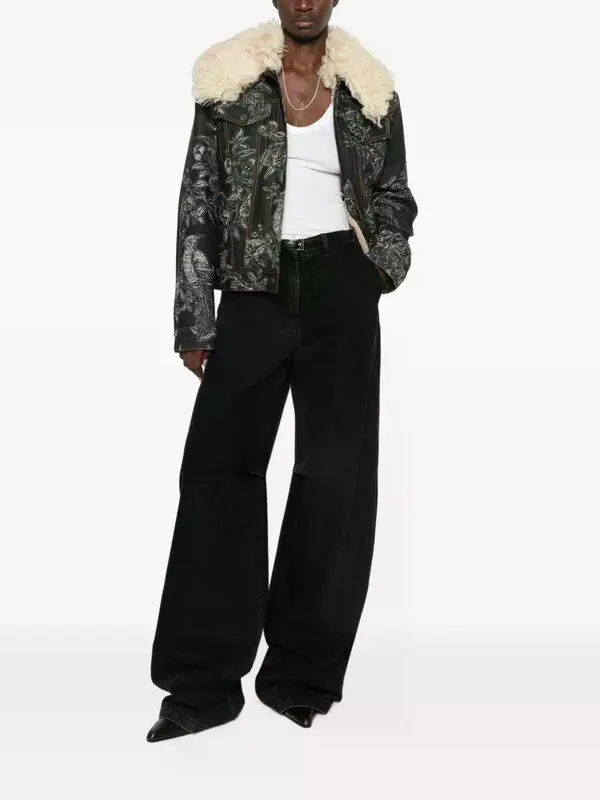 Etro Shearling Collar Floral Print Jacket