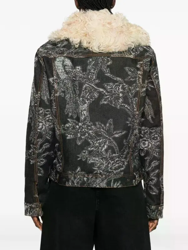 Etro Shearling Collar Floral Print Jacket