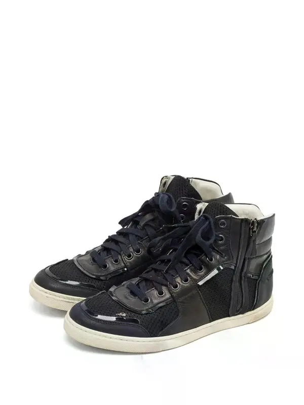 LANVIN Leather & Mesh Hi-top Sneakers