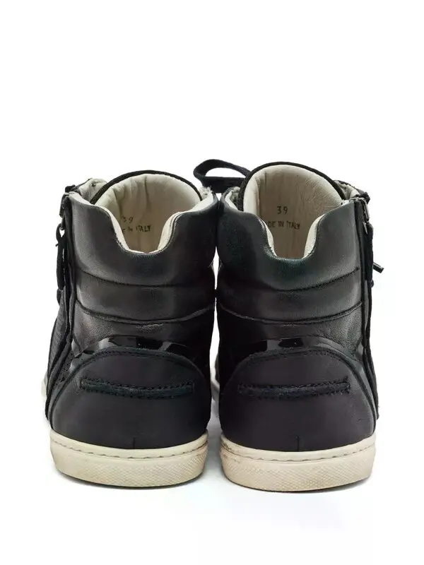 LANVIN Leather & Mesh Hi-top Sneakers