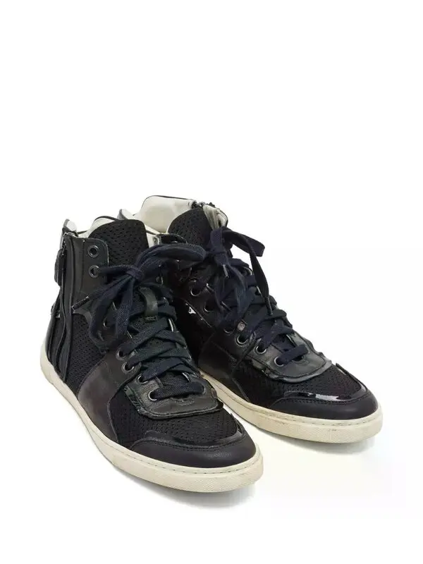LANVIN Leather & Mesh Hi-top Sneakers