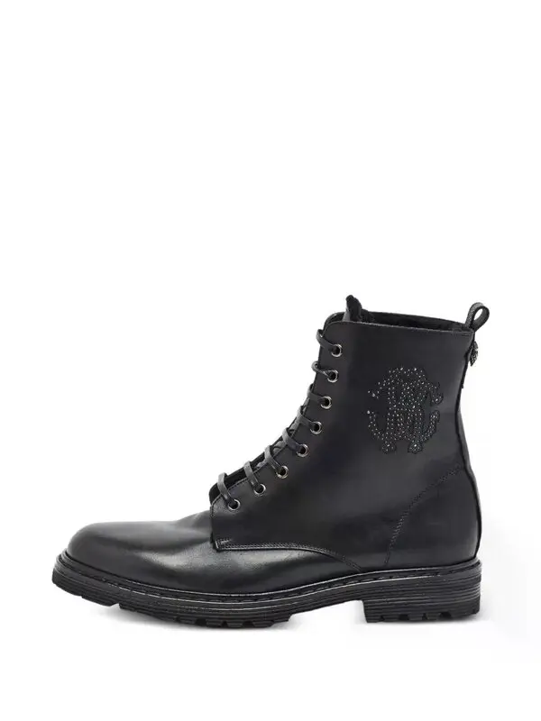 Roberto Cavalli Leather Lace-up Combat Boots