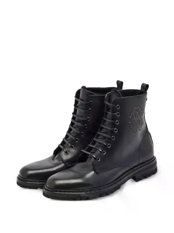Roberto Cavalli Leather Lace-up Combat Boots