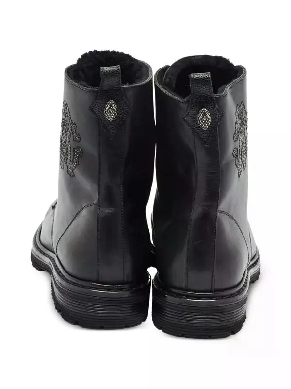 Roberto Cavalli Leather Lace-up Combat Boots