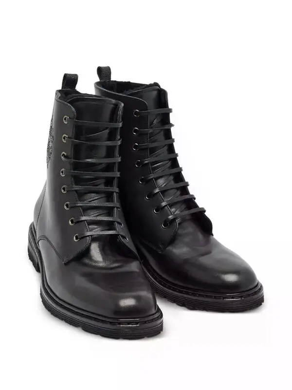 Roberto Cavalli Leather Lace-up Combat Boots