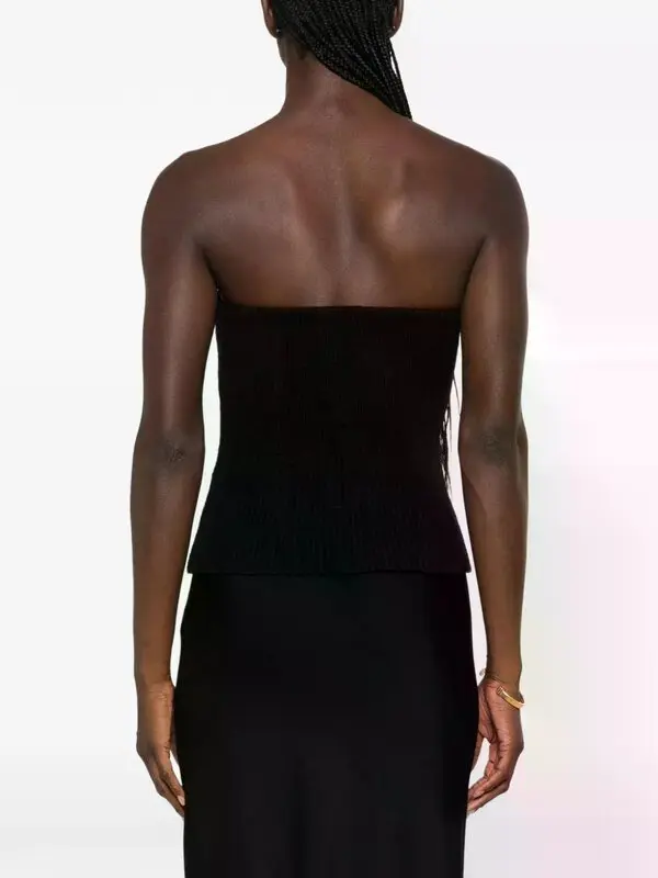 JIL SANDER Ribbed Knit Strapless Sweetheart Top - Black
