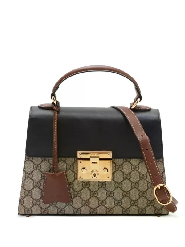 Gucci Gg Supreme Padlock Satchel - Neutrals