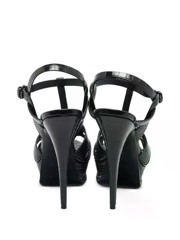 Saint Laurent Tribute Crocodile-effect Platform Sandals