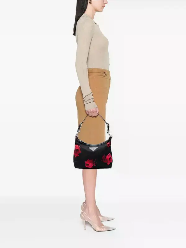 Prada Tissuto Rose Printed Shoulder Bag