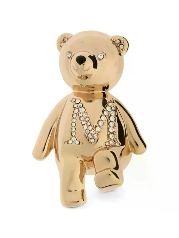 Max Mara Crystal-embellished Bear Brooch - Gold