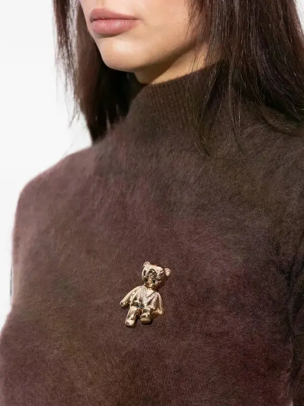 Max Mara Crystal-embellished Bear Brooch