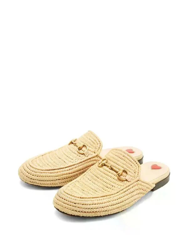 Gucci Princetown Horsebit Woven Mules - Neutrals