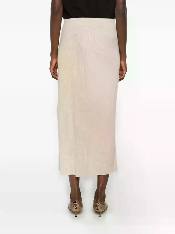 Eric Bompard Ribbed Knit Side Slit Midi Skirt