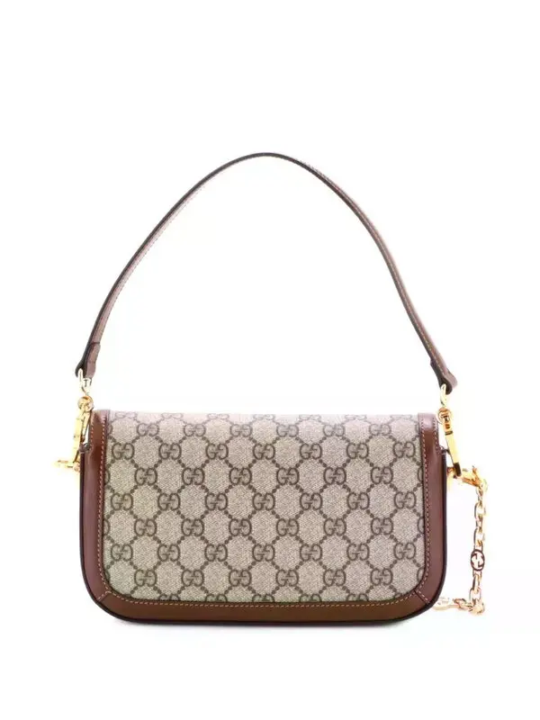 Gucci Horsebit 1955 Shoulder Bag Gg Coated Canvas With Leather East West Crossbody Bag - Brown