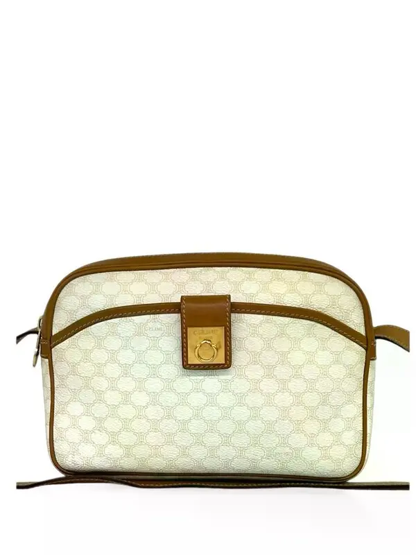 Celine 2010 Triomphe Coated Canvas Crossbody Bag - White