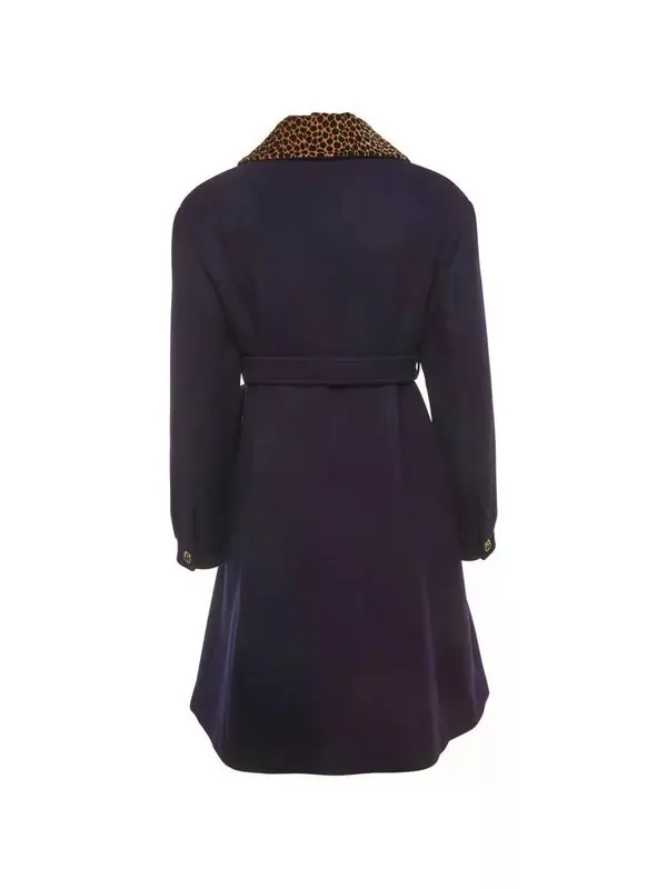 Gucci Leopard-print Trim Belted Wool Coat