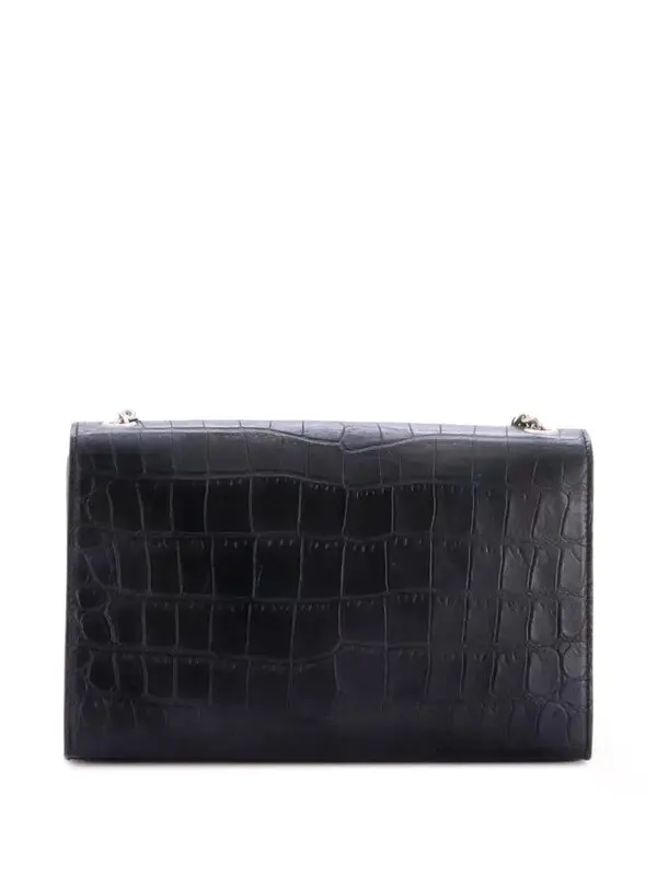 Saint Laurent Classic Monogram Tassel Crocodile Embossed Leather Medium Crossbody Bag - Black