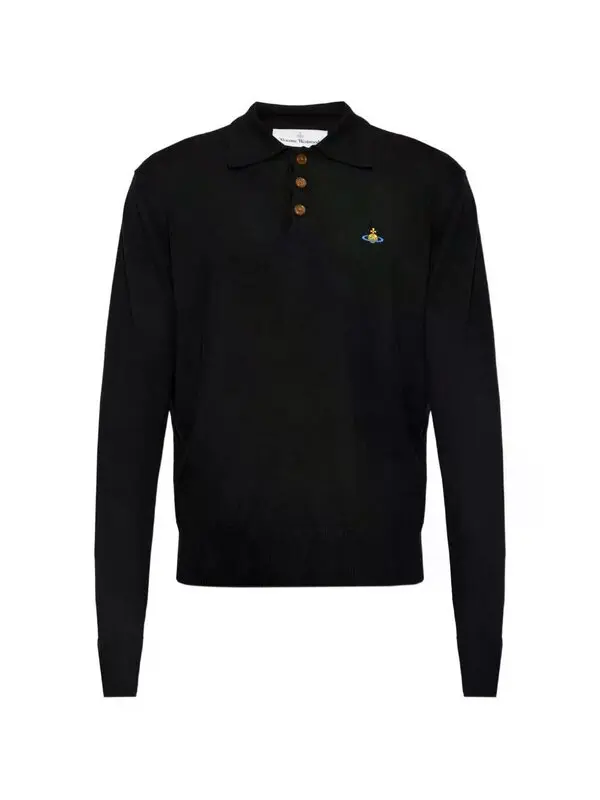 VIVIENNE WESTWOOD Mark Orb-logo Embroidered Polo Shirt - Black