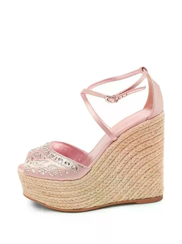 LE SILLA Embellished Espadrille Wedge Sandals - Pink