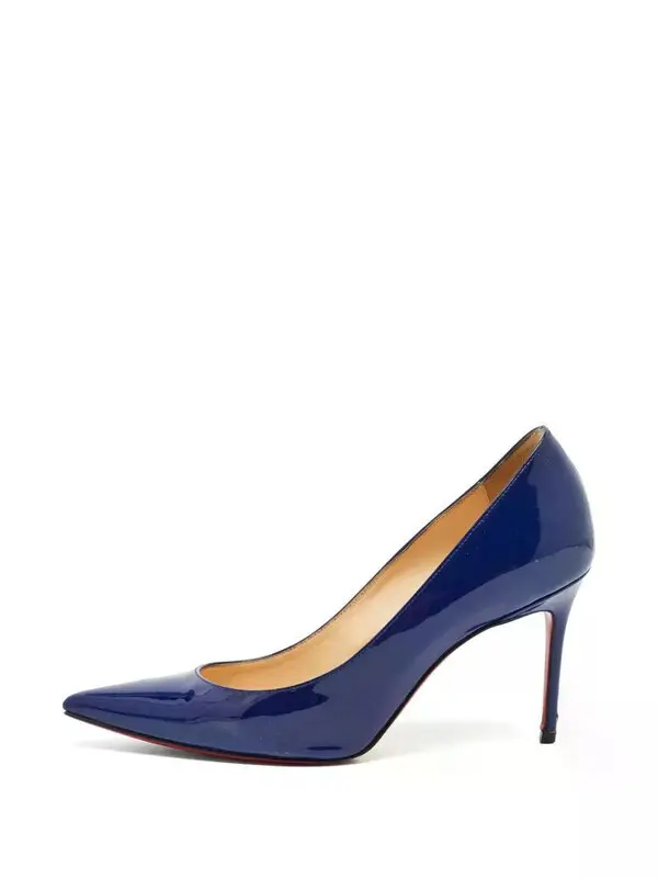 CHRISTIAN LOUBOUTIN Pigalle Patent Leather Pointed Toe Stiletto Pumps - Blue