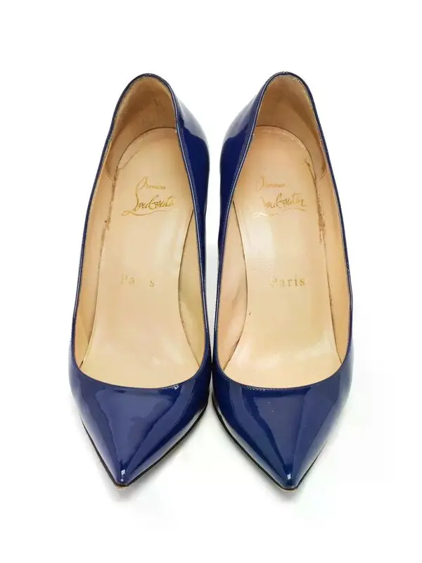CHRISTIAN LOUBOUTIN Pigalle Patent Leather Pointed Toe Stiletto Pumps - Blue