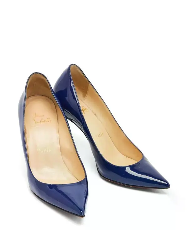 CHRISTIAN LOUBOUTIN Pigalle Patent Leather Pointed Toe Stiletto Pumps - Blue