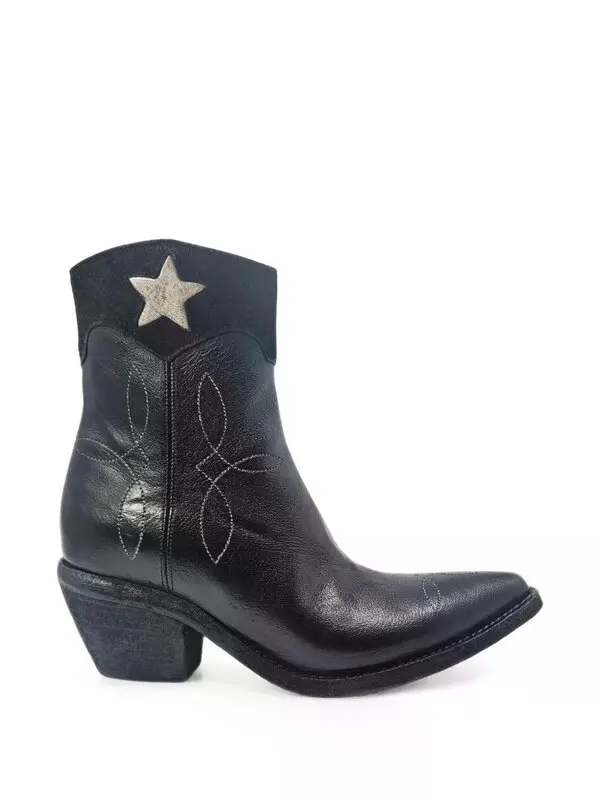MADISON MAISON Pointy Star-patchwork Leather Ankle Boots