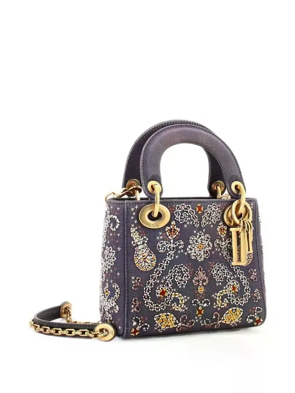 Dior Lady Chain Bag Beaded Denim Mini Crossbody Bag