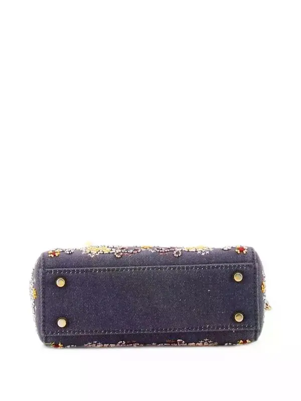 Dior Lady Chain Bag Beaded Denim Mini Crossbody Bag