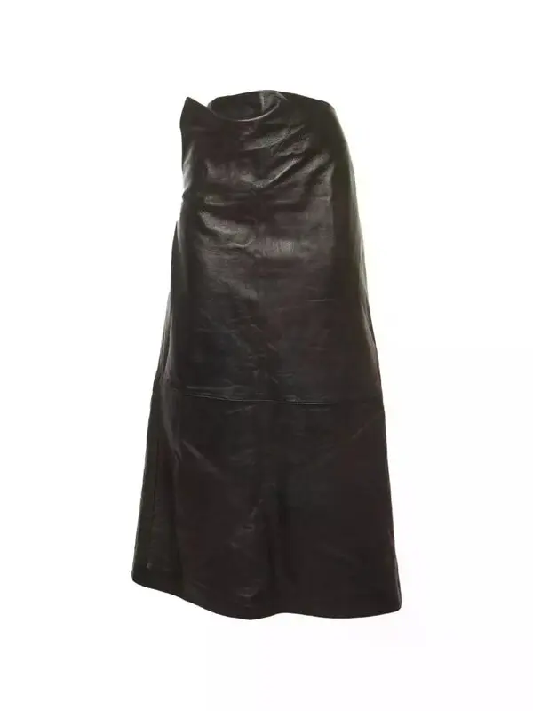 Magda Butrym Draped Leather Midi Skirt - Black