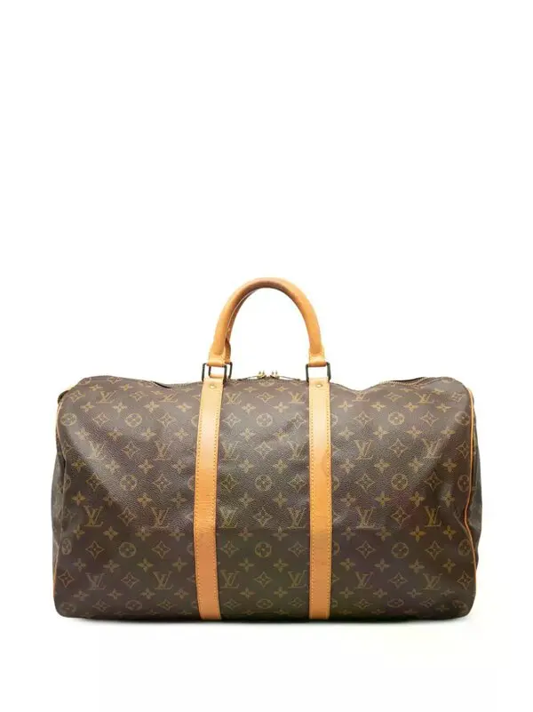 LOUIS VUITTON 1990 Monogram Keepall 50 Travel Bag - Brown