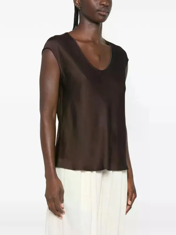 Imperial Satin-finish Scoop-neck Top
