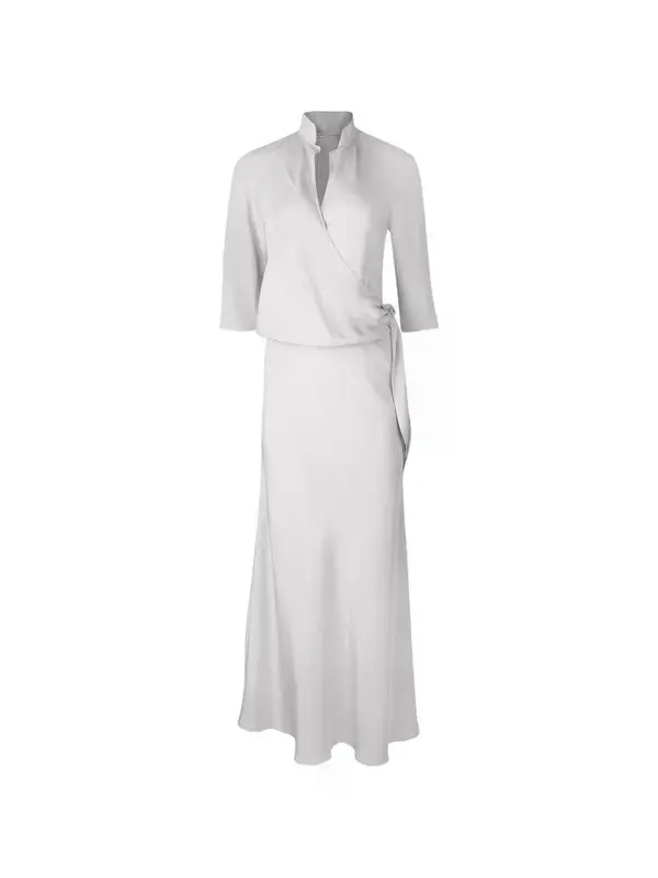 PETER COHEN Wrap-style Stand-collar Maxi-dress