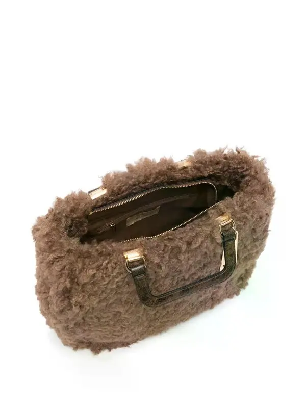 LA MILANESA Faux-shearling Clutch Bag - Brown